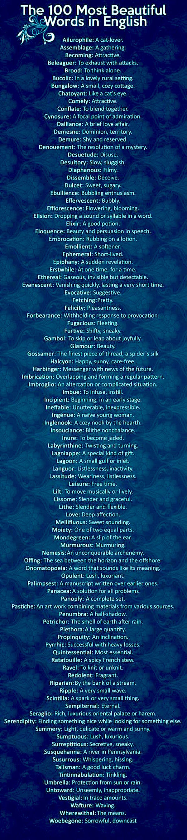 The 100 Most Beautiful Words in English Infographic… | Chris The Story ...